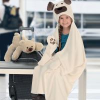 China Girls White Bear Cozy Wrap Blanket Hood Cape Cozy Plush Wrap Throw for sale