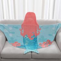 China Mermaid Tail Custom Hoodie Blanket Wearable Soft Throw Fleece Blanket Wrap for sale