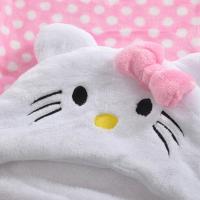 China 100 Polyester Flannel Hoodie Blanket Dot Cat Design Robe Fleece for sale