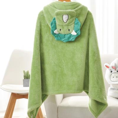 China Fade Resistant Flannel Hoodie Blanket Throw Wrap Animal Wearable Hooded Blanket for sale