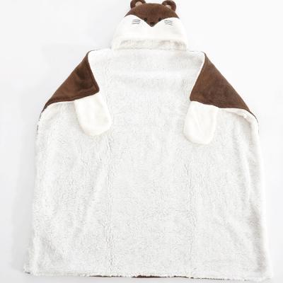 China 2 Ply Thick Hooded Snuggle Blanket Heavy Sherpa Heated Wrap Throw for sale