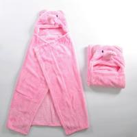China Pink Soft Flannel Hoodie Blanket Wearable Elephant Hooded Blanket for sale