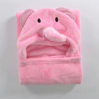 China Pink Soft Flannel Hoodie Blanket Wearable Elephant Hooded Blanket for sale