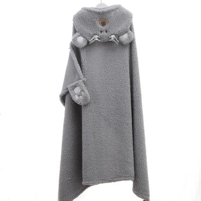 China Soft Warm Flannel Hoodie Blanket Breathable 100 Polyester Wearable Throw Blanket for sale