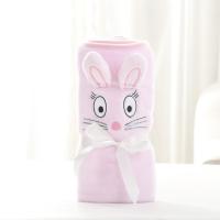 China Polyester Breathable Soft Newborn Blanket Rabbit Embroidery Pink Fluffy Throw Blanket for sale