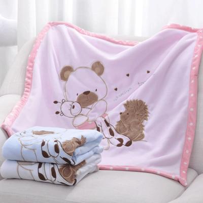 China Unisex Pink Thick Blanket Super Soft Solid Fleece Throw Blanket For Stroller Crib for sale