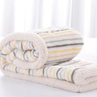 China Fuzzy Warm Plush Fleece Throw Blanket Stripe Pattern Reversible Fleece Fluffy Blanket for sale