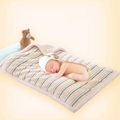 China Fuzzy Warm Plush Fleece Throw Blanket Stripe Pattern Reversible Fleece Fluffy Blanket for sale
