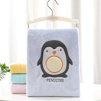 China Microfiber Soft Newborn Blanket Breathable Embroidery Super Soft Fleece Throw Blanket for sale