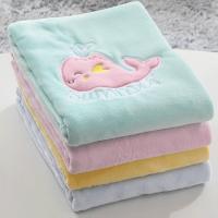 China Microfiber Soft Newborn Blanket Breathable Embroidery Super Soft Fleece Throw Blanket for sale