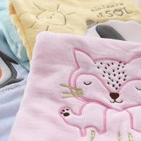 China Microfiber Soft Newborn Blanket Breathable Embroidery Super Soft Fleece Throw Blanket for sale