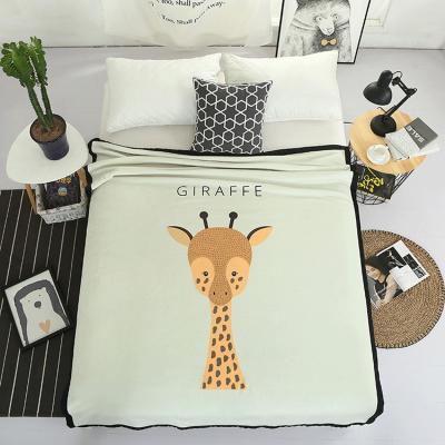 China Unisex Giraffe 2 Ply Super Soft Blanket Toddler Polyester Newborn Plush Blanket for sale