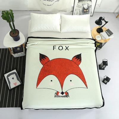 China Unisex Fox Newborn Soft Blanket Fluffy 2 Ply Polyester Flannel Blanket for sale