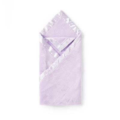 China 30X40 Purple Fleece Blanket Polyester Baby Satin Trim Throw Blanket for sale