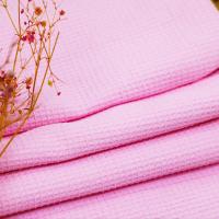 China Pink Cozy Satin Trim Soft Newborn Blanket 2in Waffle Stitch Cotton Throw Blanket for sale