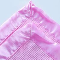China Pink Cozy Satin Trim Soft Newborn Blanket 2in Waffle Stitch Cotton Throw Blanket for sale