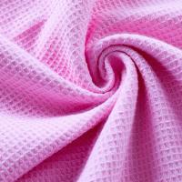 China Pink Cozy Satin Trim Soft Newborn Blanket 2in Waffle Stitch Cotton Throw Blanket for sale