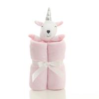 China Kids Unicorn Fleece Security Blanket Snuggler Polyester Stuffed Animal Blanket for sale