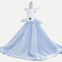 China Adorable Blue Snuggle Blanket Baby Unicorn Stuffed Animal Blanket for sale