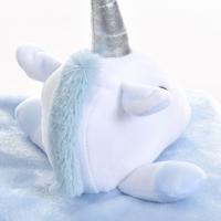 China Adorable Blue Snuggle Blanket Baby Unicorn Stuffed Animal Blanket for sale