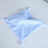 China Stuffed Blue Minky Dot Blanket Baby Taggy Soft Plush Blanket for sale