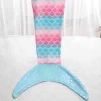 China Polyester Mermaid Tail Blanket Sequin Mesmerizing Knit Super Soft Flannel Blanket for sale
