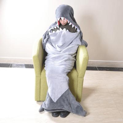 China Breathable Animal Tail Blanket Flannel Hoodie Wearable Fleece Throw Blanket for sale