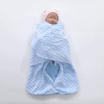 China Polyester Minky Fleece Swaddle Blanket Newborn Baby Sleep Sack Swaddle Wrap for sale