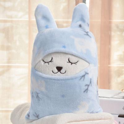 China Durable Knit Plush Pillow Blanket 2 In 1 Versatile Animal Pillow Blanket for sale