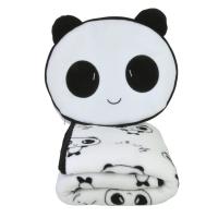 China Panda Fleece Travel Blanket 2 In 1 Flannel Portable Pillow And Blanket for sale
