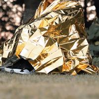 China Foil Emergency Relief Blanket Mylar Thermal Homeless Care Poncho Blanket Waterproof for sale