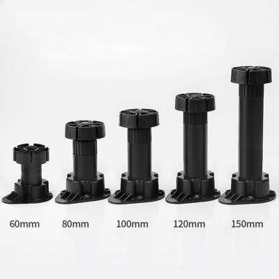 China Adjustable Plastic Cabinet Legs 95mm-175mm Height Durable Furniture Leveling Feet for Kitchen Gym for sale