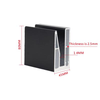 China Frameless Tempered Sandwich Glass Railing Balustrade Aluminum U Base Profile Channel 45x80mm for 10-13mm Glass for sale