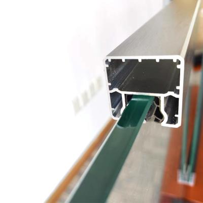 China AA6063 Brushed Aluminum Glass Railing Handrail 40x40mm for Modern Buildings for sale
