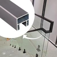 China Floor Mounted Aluminum Railing Balustrade U Profile Handrail 30x30mm for 10-14mm Glass for sale