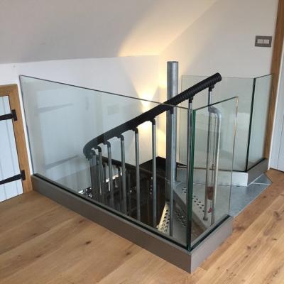 China Grey Aluminum Alloy Glass Stair Balustrade 40x40mm Frameless Handrail for 10-18mm Glass for sale