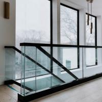 China Floor Mounted Aluminum Glass Railing Handrail 30x30mm for 10-14mm Glass Black Grey Gold for sale