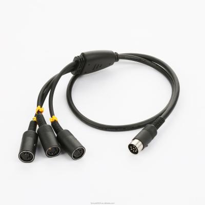 China 8P DIN Male to 3PCS 5P DIN Female Cable Assembly - 20AWG Custom DIN Connector with UL RoHS CE Certification for sale