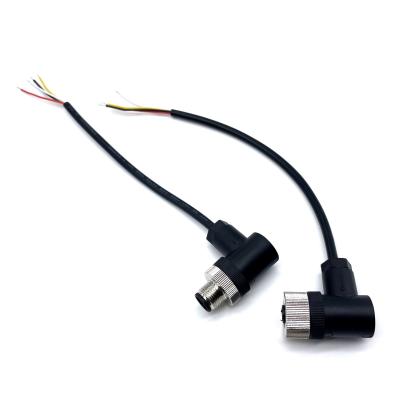 China 90 Degree Right Angle M12 4 Pin Waterproof Cable -40°C to 85°C Temperature Range 2P 3P 4P 6P 8P Connector for sale