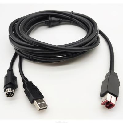 China 24V Powered USB Cable with Hosiden and USB-B Connectors - 20AWG Wire for POS Equipment and Printers for sale