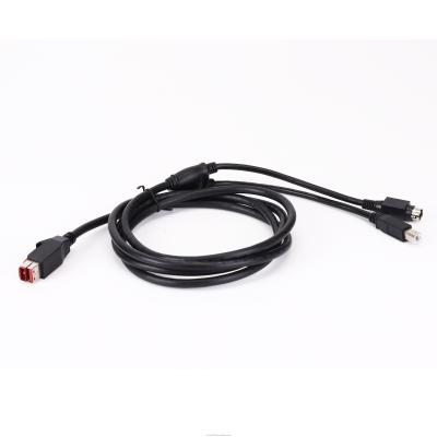 China 24V Powered USB Cable USB-B Male to Hosiden Plug 20AWG for Printer 5A for sale