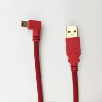 China Red Custom USB 2.0 A Male to Right Angle Mini USB Cable 24AWG Fast Charging FPC-075 for sale