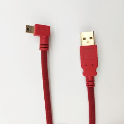 China Red Custom USB 2.0 A Male to Right Angle Mini USB Cable 24AWG Fast Charging FPC-075 for sale
