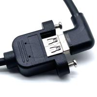 China USB 2.0 Type A Male to Female Panel Mount Extension Cable with Lock Screw 20AWG Fast Charging for sale