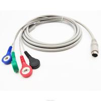 China 4 Lead 4.0mm ECG Snap to 6P DIN Plug Medical Cable Assembly FMC-002 for Holter Monitor for sale