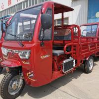 China 48V Petrol Type Three Wheel Motorcycle Scooter Trike with Driver Cabin Cargo Tricycle for sale