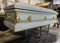 China Elegant Metal Casket Rectangle shape With Swing Bar Handle Decorable for sale