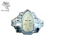 China Silver Plastic Coffin Golden Crucifix Decoration Casket Corner with Iron tubes for sale