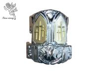 China Silver Plastic Coffin Golden Crucifix Decoration Casket Corner with Iron tubes for sale