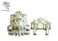 China Customized Virgin Plastic Casket Corners Pale Golden American Style With Cathedral for sale